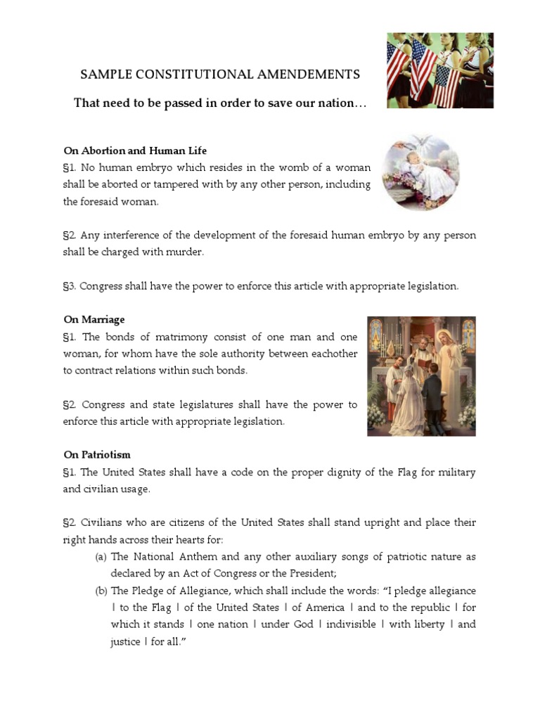 Sample Constitutional Amendements | PDF | Federal Government Of The ...