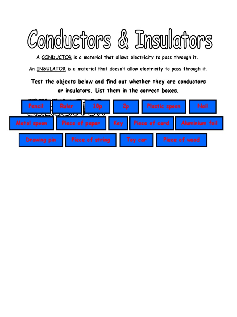 Test The Objects Below and Find Out Whether They Are Conductors or ...