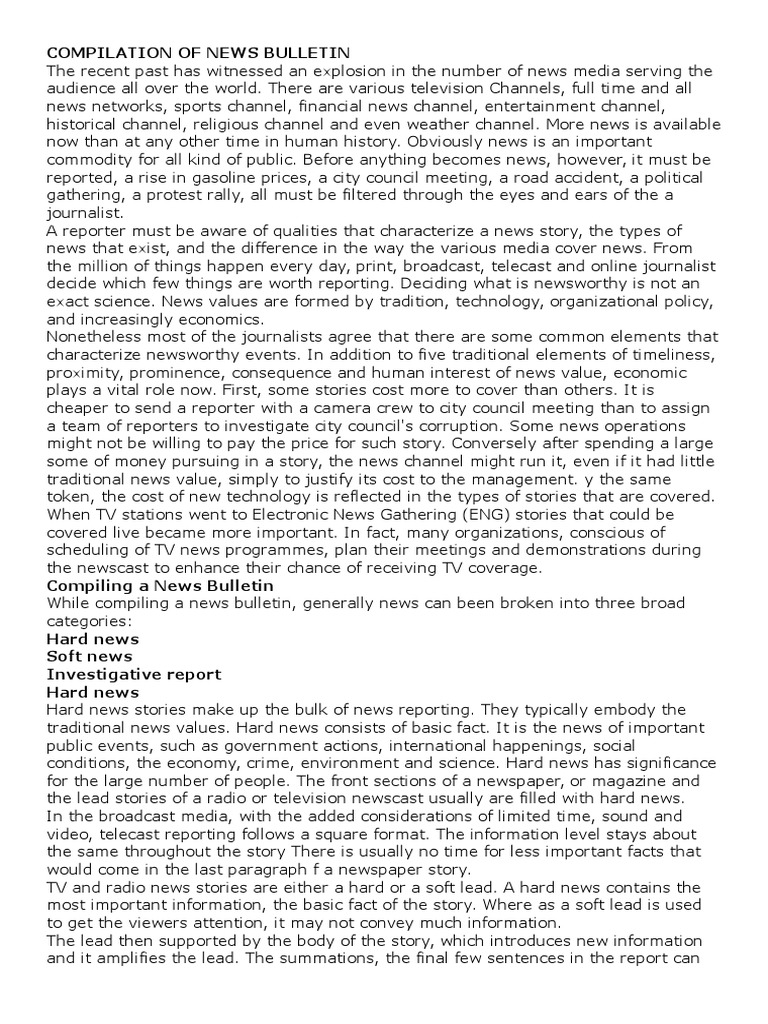Compilation of News Bulletin | PDF | News Broadcasting | News