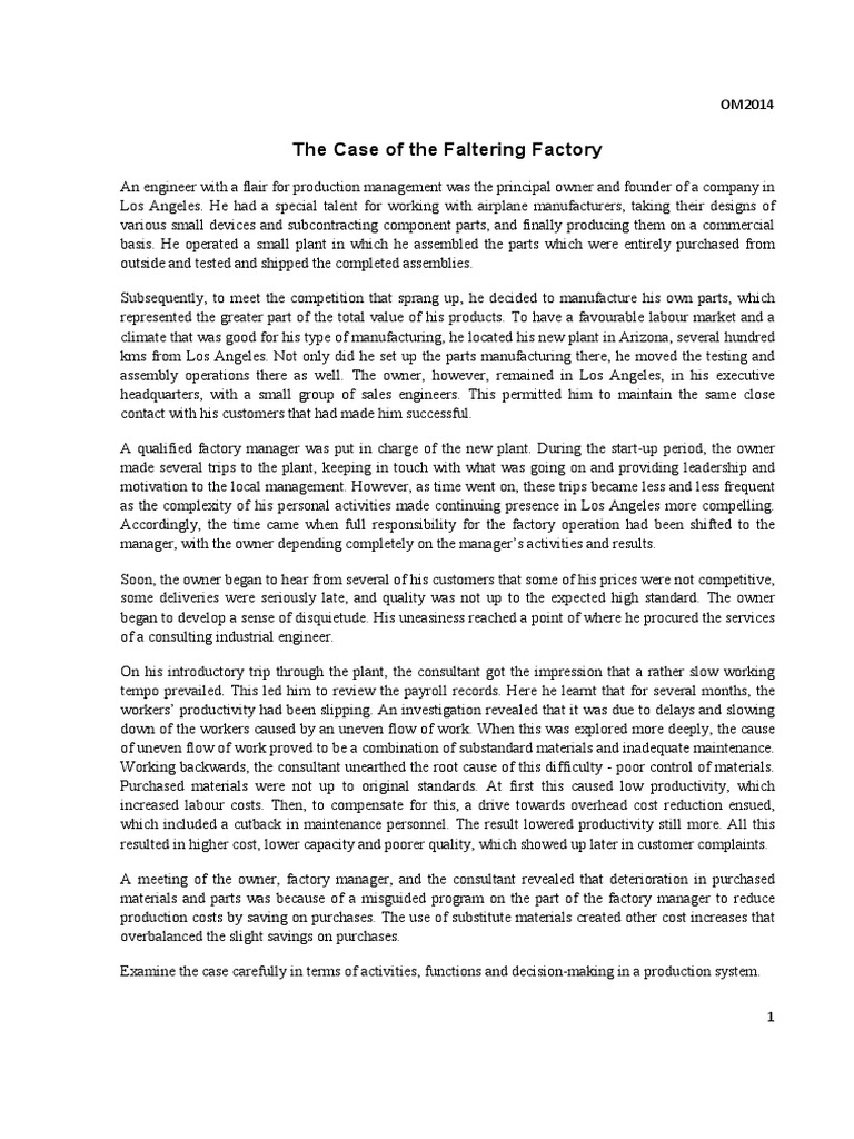 The Case of The Faltering Factory | PDF | Industries | Economies