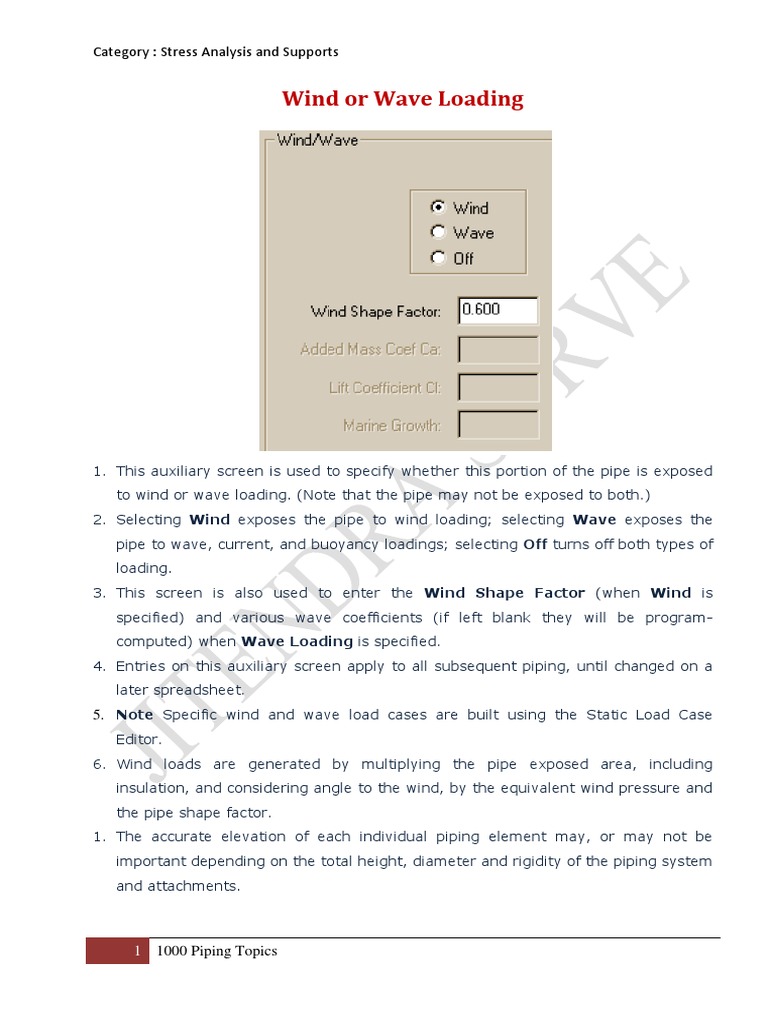 Wind and Wave Loading in Piping Systems | PDF