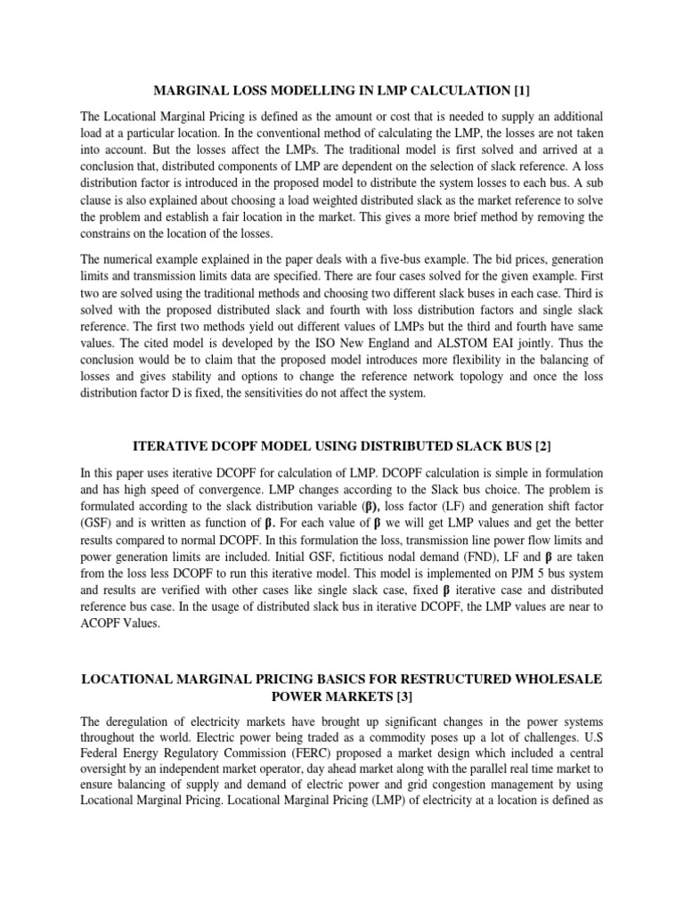 Marginal Loss Modelling in LMP Calculation | PDF | Electric Power ...
