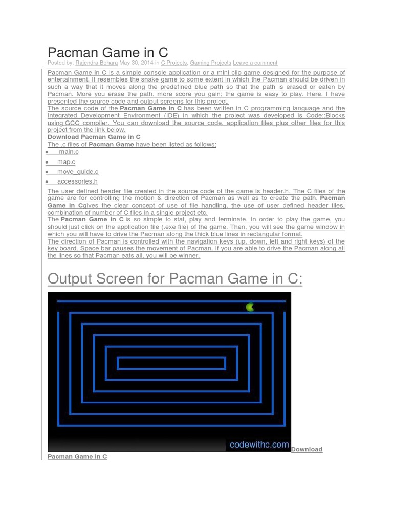 Pacman Game in C | PDF | C (Programming Language) | Computer File