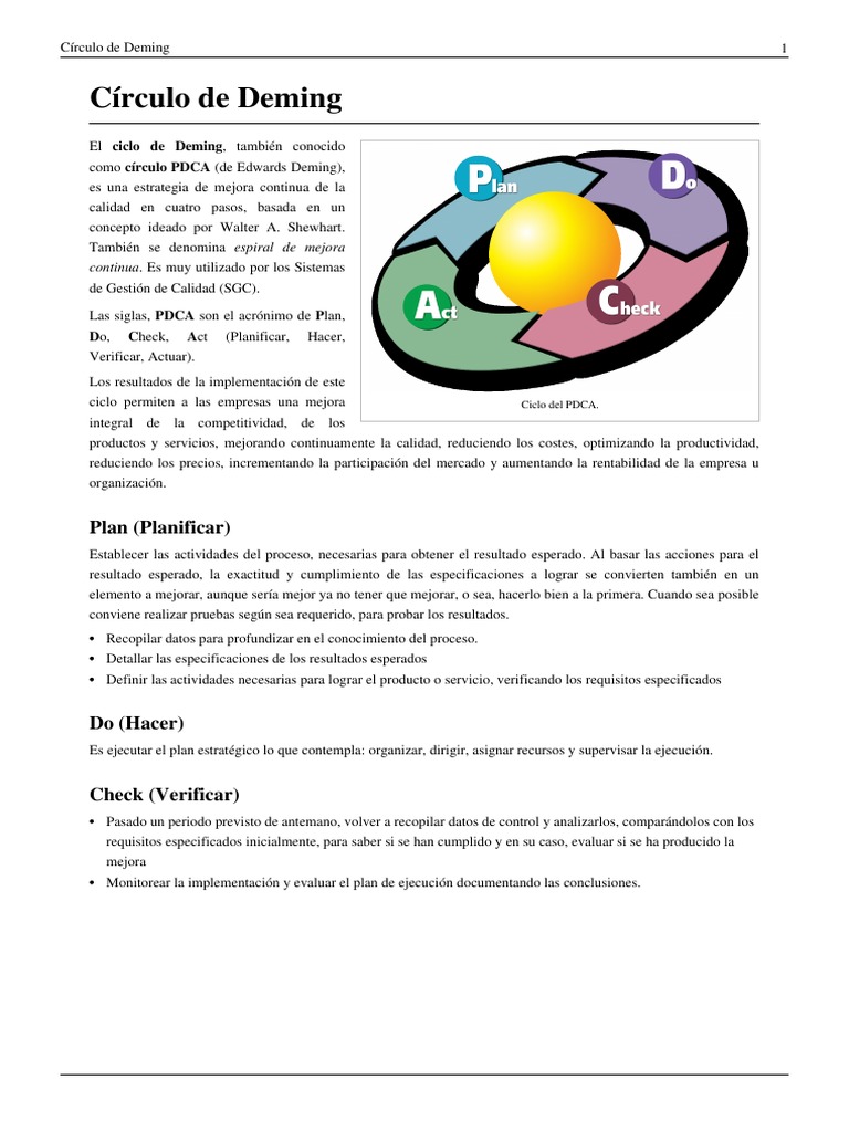 Ciclo PDCA: Mejora Continua en Calidad | PDF | Responsabilidad | Industrias