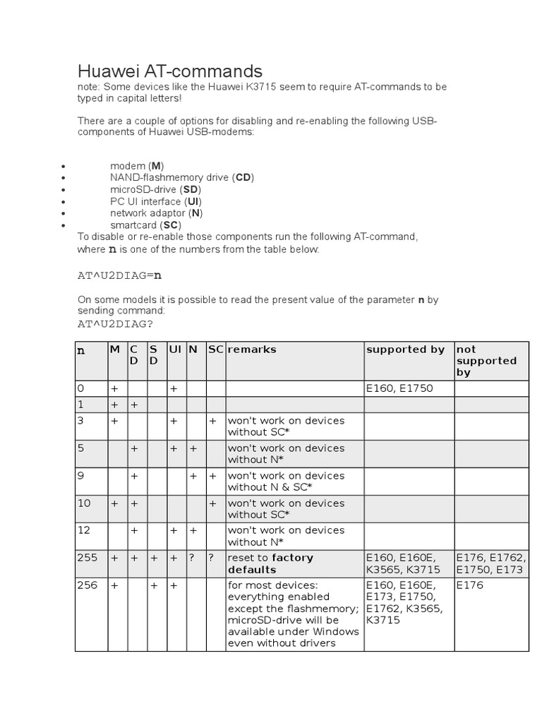 Huawei USB Modem AT-Commands Guide | PDF