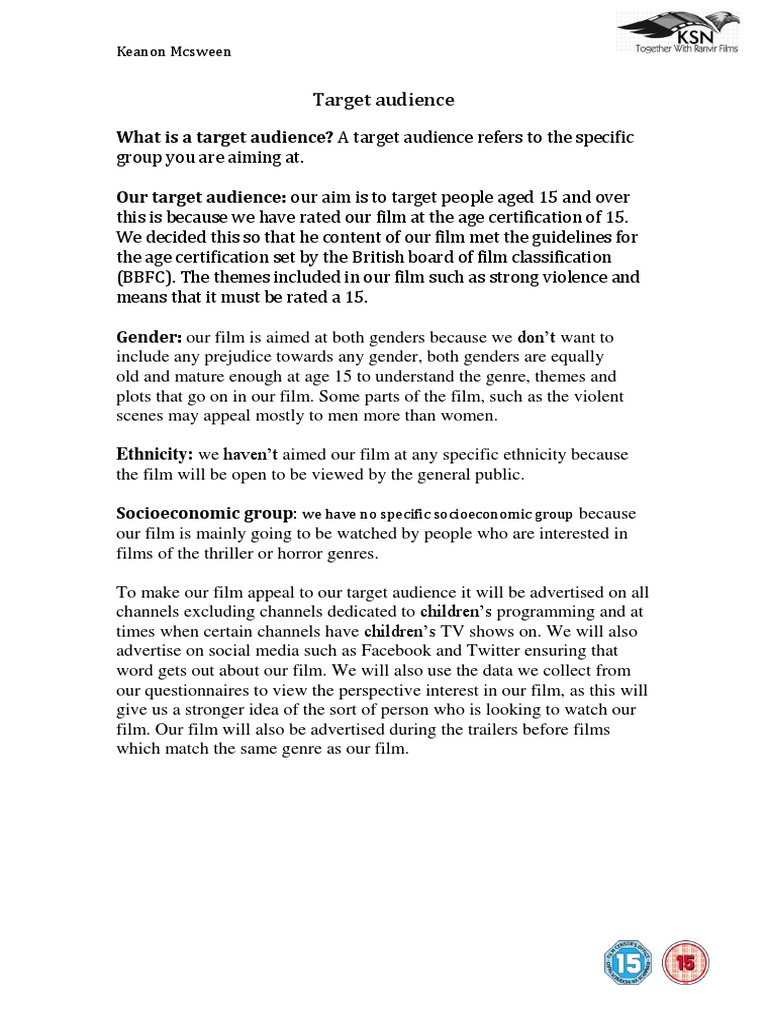 Target Audience: Keanon Mcsween | PDF | Social Science