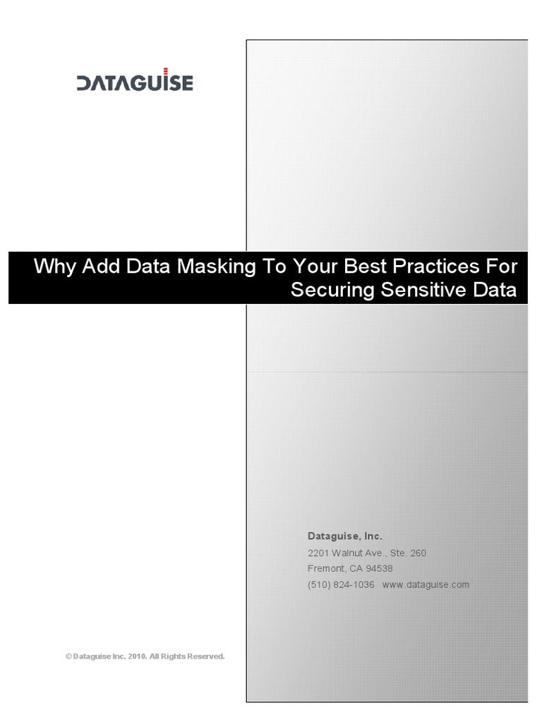 Dataguise WP Why Add Masking PDF | PDF | Payment Card Industry Data ...