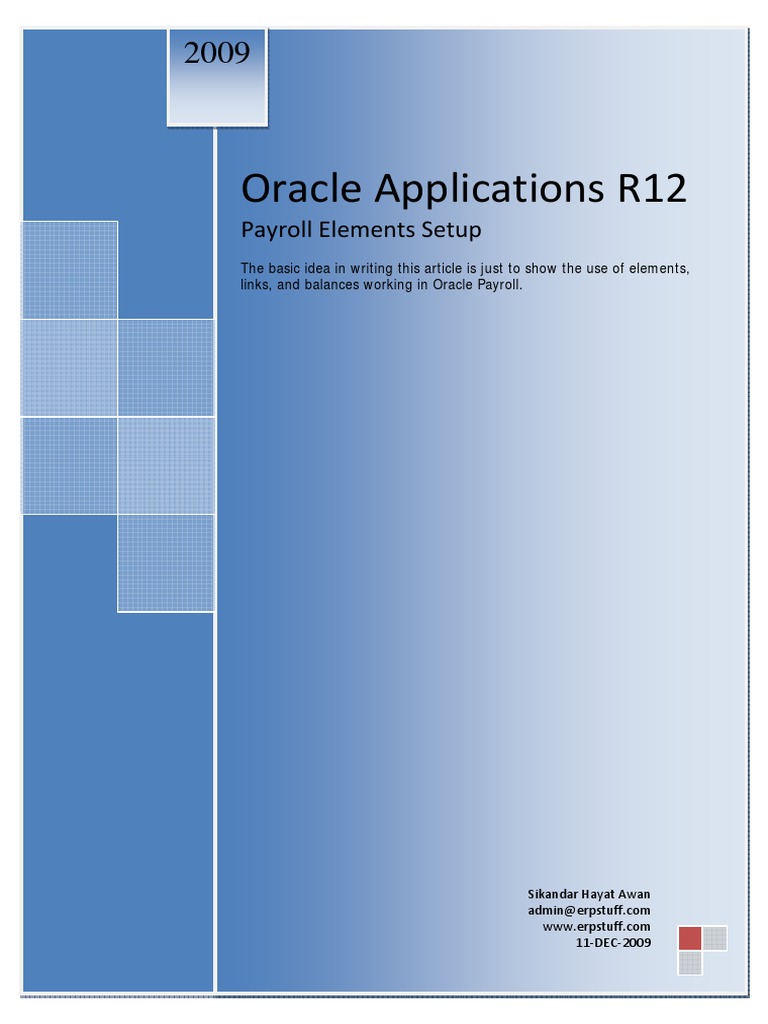 Oracle Applications R12 - Payroll Elements Setup | PDF | Payroll | Loans