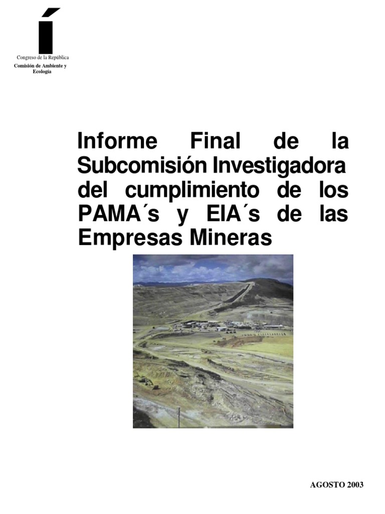 Informe Final de La Sub Comision | PDF | Evaluación de impacto ambiental | La contaminación del agua