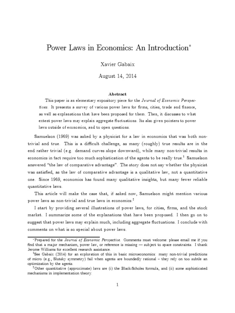 Power Laws in Economics | PDF | Power Law | Standard Error