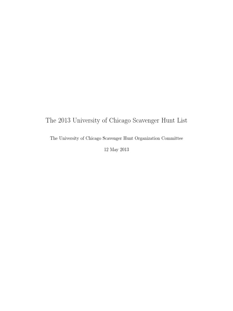 2013 UChicago Scav List | PDF | Nature