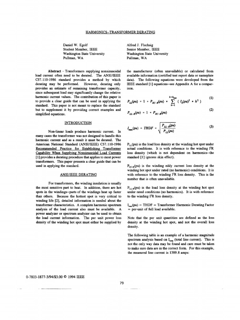 Harmonic Transformer Derating PDF | PDF