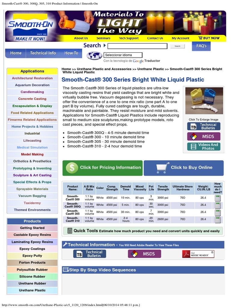 Smooth-Cast® 300, 300Q, 305, 310 Product Information - Smooth-On PDF ...