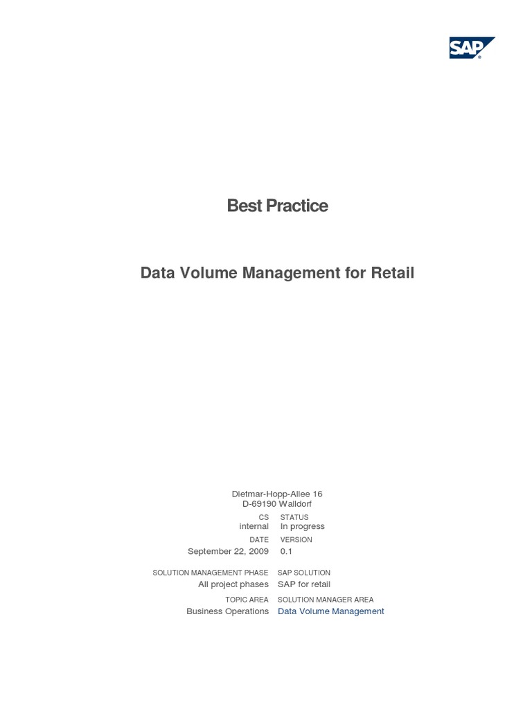 Best Practice: Data Volume Management For Retail | PDF | Retail | Warehouse