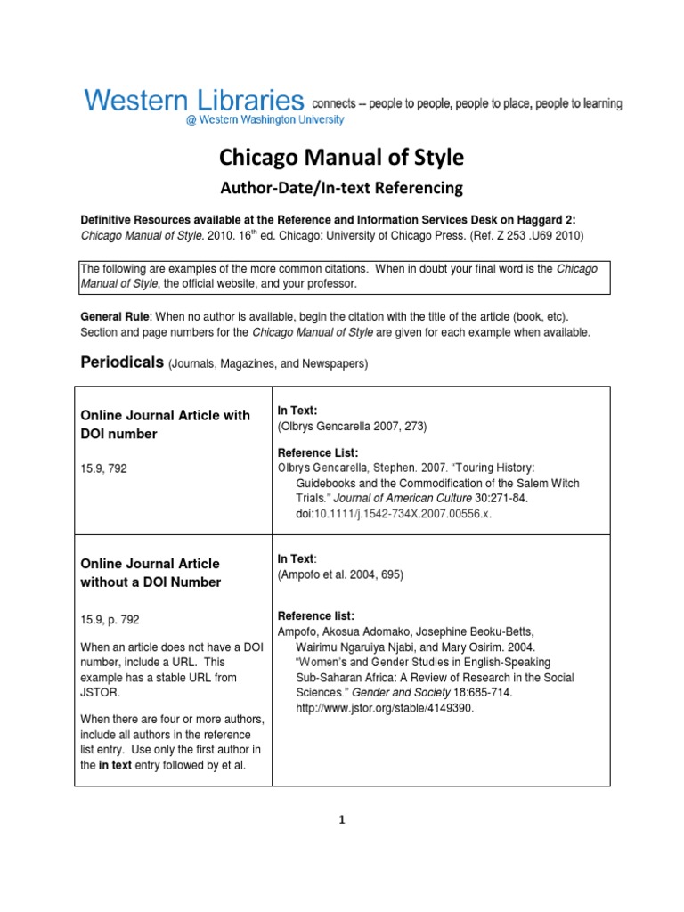 Chicago Manual of Style: Author-Date/In-text Referencing | PDF | History