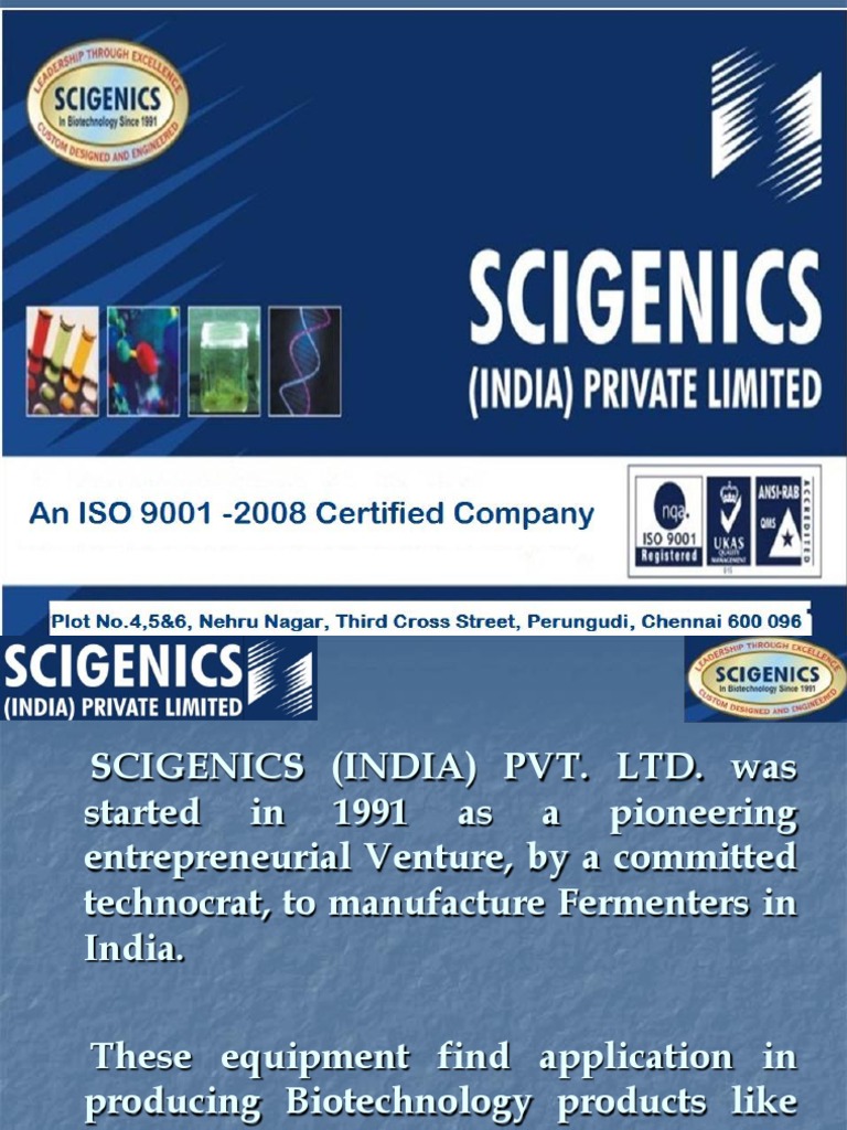 Scigenics: Pioneers in Fermenter Manufacturing | PDF | Biotechnology ...