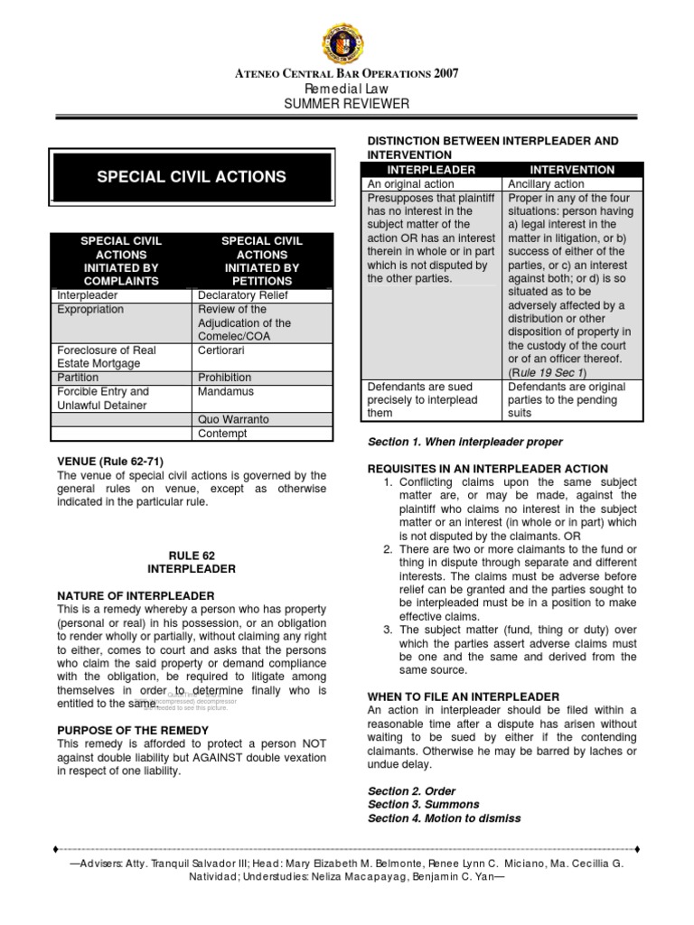 Special Civil Actions | PDF | Mortgage Law | Mandamus