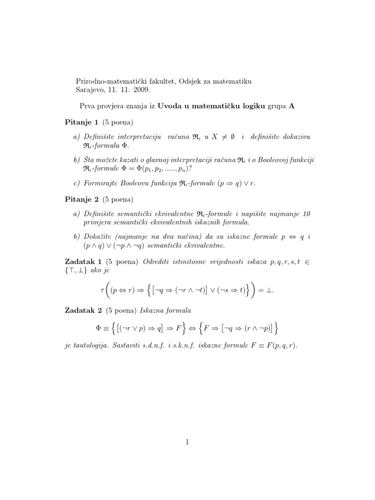 Zadaci iz matematicke logike