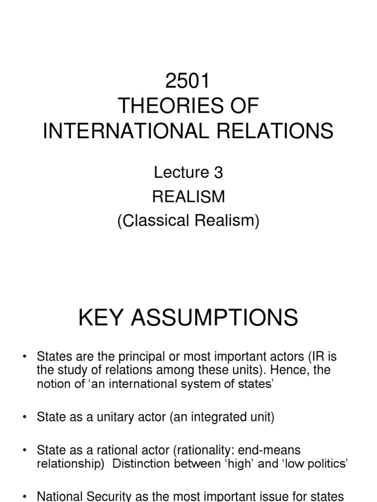 2501 Theories of International Relations: Realism (Classical Realism ...