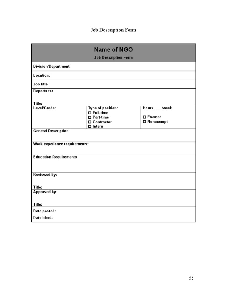 Job Description Form | PDF
