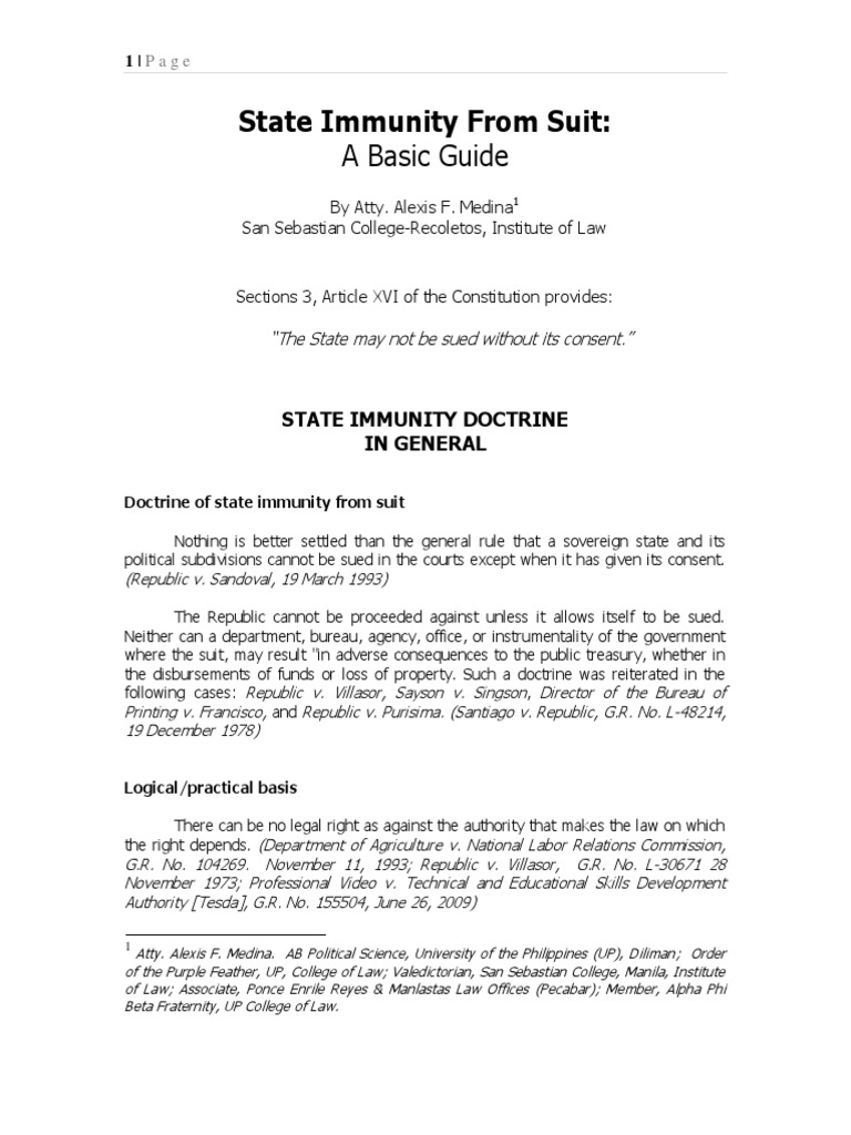 State Immunity From Suit | PDF | Sovereign Immunity | Lawsuit