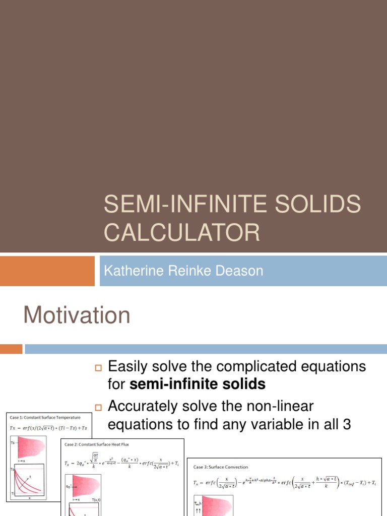 Semi-Infinite Solids Calculator: Katherine Reinke Deason | PDF | Mass ...