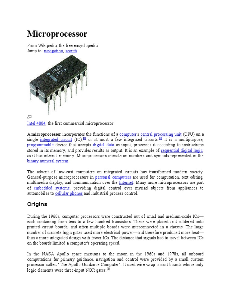 Microprocessor: Navigation Search | PDF | Microprocessor | Central ...