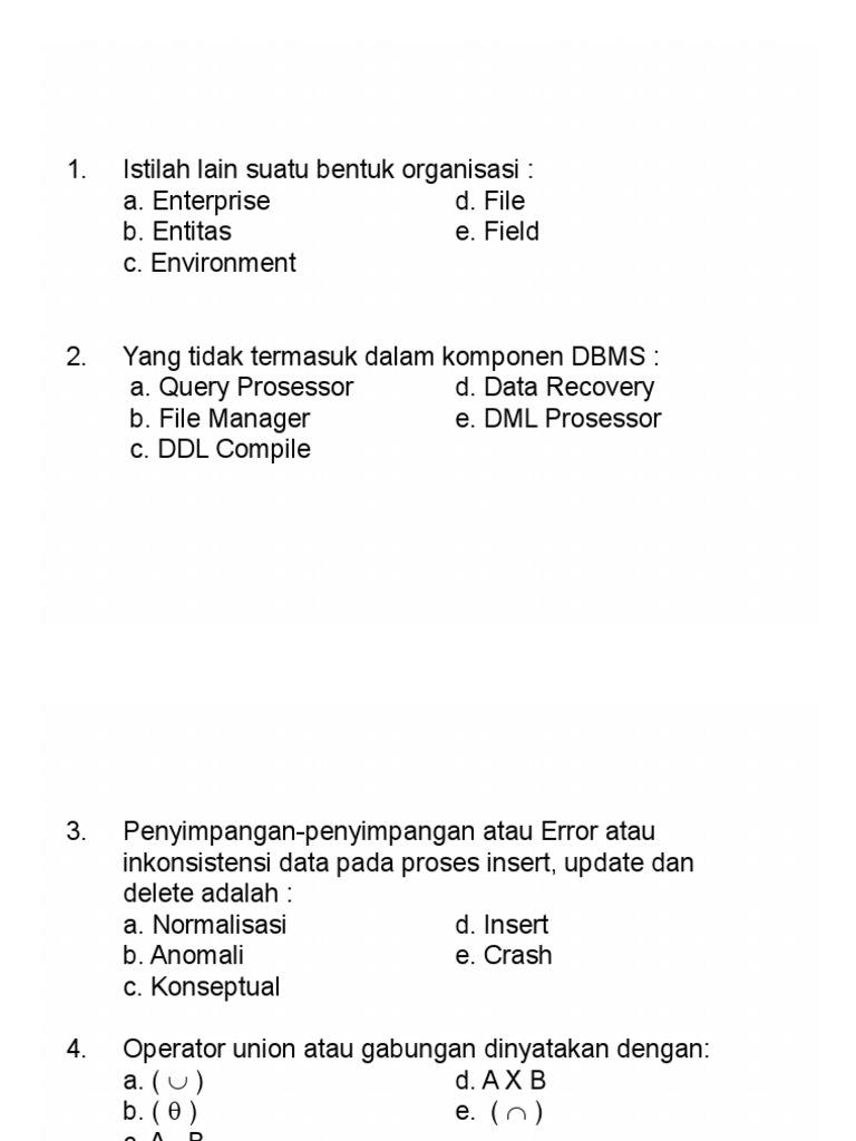 Soal Perancangan Basis Data PDF | PDF