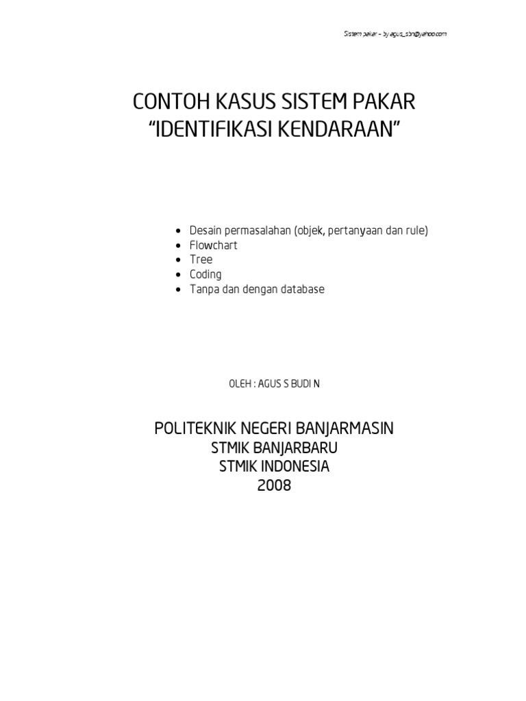 Contoh Sistem Pakar Identifikasi Kendaraan | PDF | Metode & Bahan Ajar ...