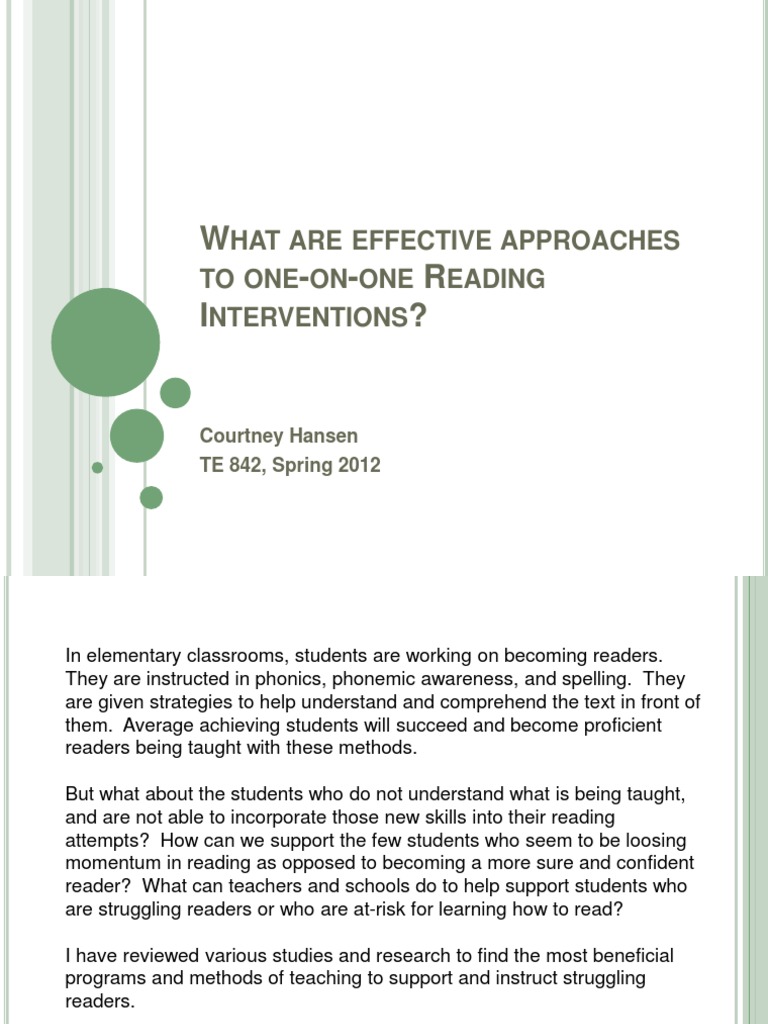 Effective One-on-One Reading Interventions | PDF | Reading ...