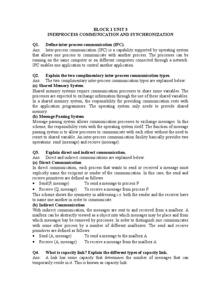 Interprocess Communication And Synchronization Pdf Distributed Computing Office Equipment