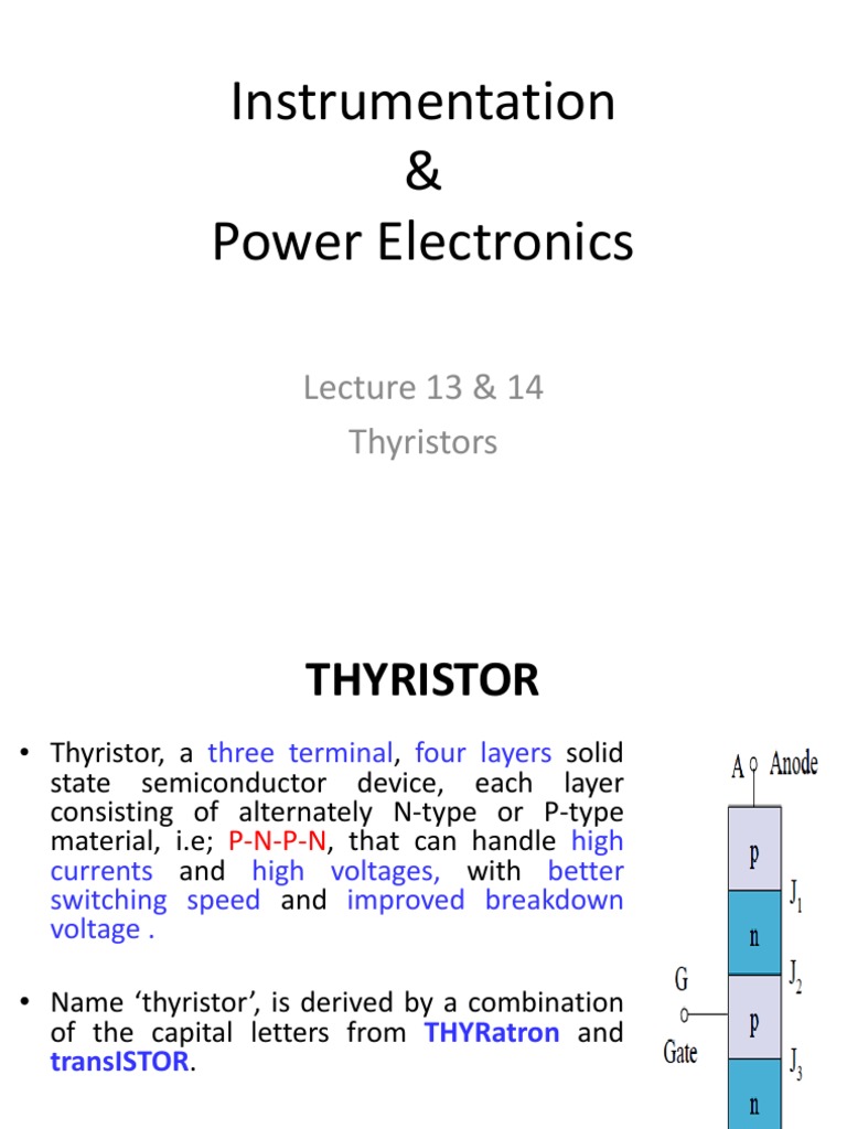Instrumentation & Power Electronics: Lecture 13 & 14 Thyristors | PDF ...