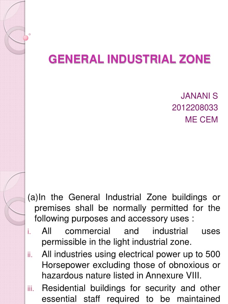 General Industrial Zone Regulations | PDF | Government | Transport