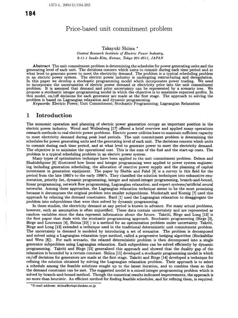 Price-Based: Commitment Problem | PDF | Mathematical Optimization | Dynamic Programming