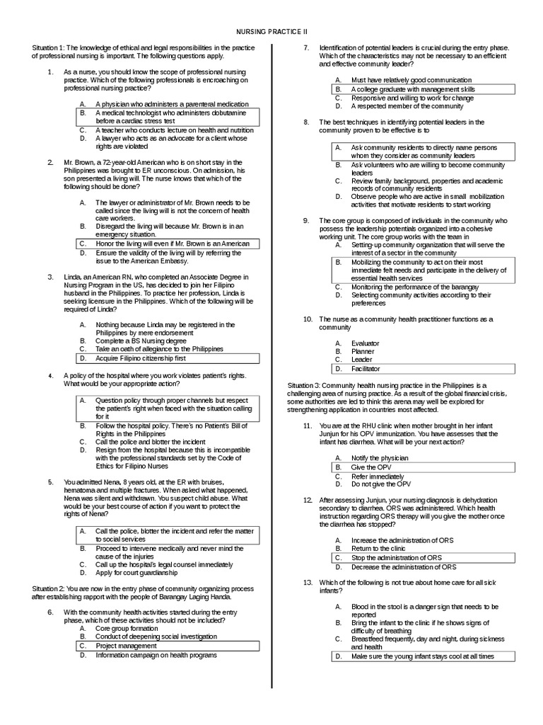 PNLE Nursing Practice 2 Sample Questions | PDF | Preterm Birth | Pregnancy