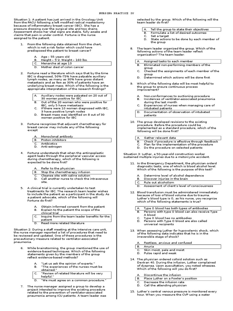 PNLE Nursing Practice 4 Sample Questions | PDF | Aorta | Heart