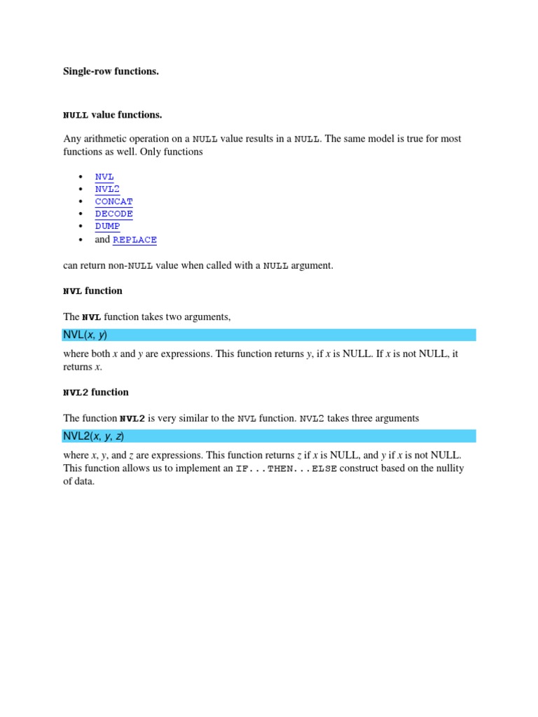 Single Row Functios Pdf Trigonometric Functions String Computer Science 