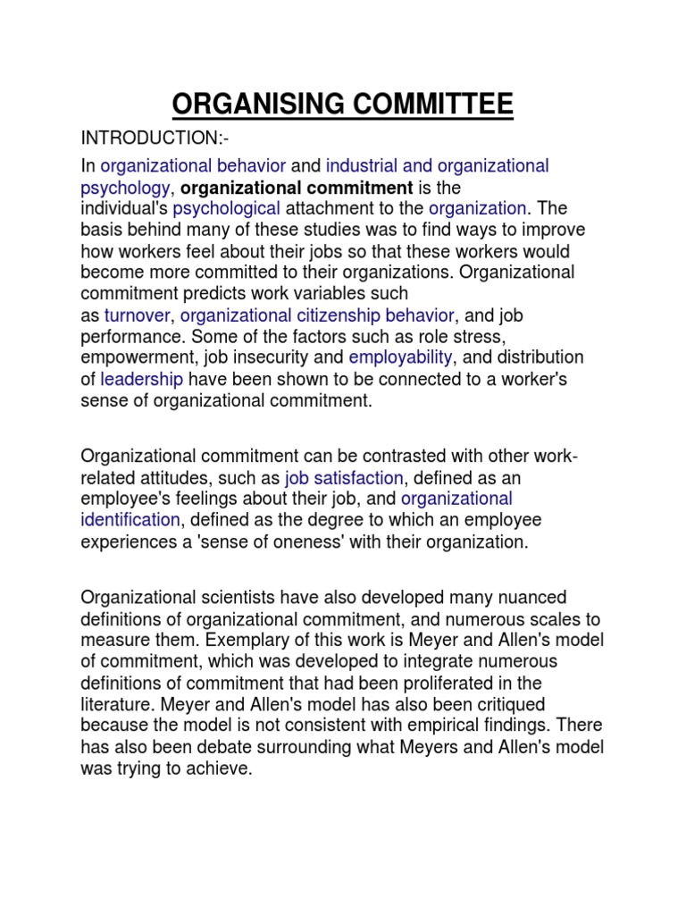 Organising Committee: Organizational Behavior Industrial and ...