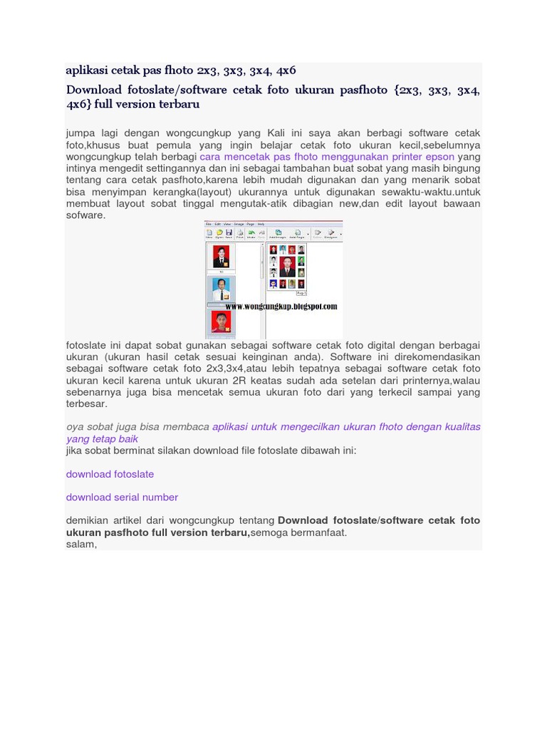 Aplikasi Cetak Pas Fhoto 2x3 | PDF | Game & Aktivitas