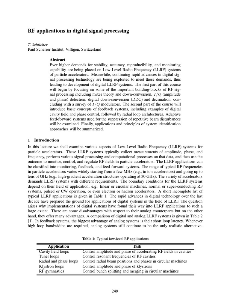 RF Applications in Digital Signal Processing: T. Schilcher | PDF ...