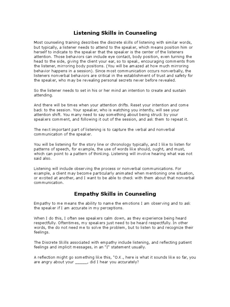 Counseling Skills | PDF | Nonverbal Communication | Empathy