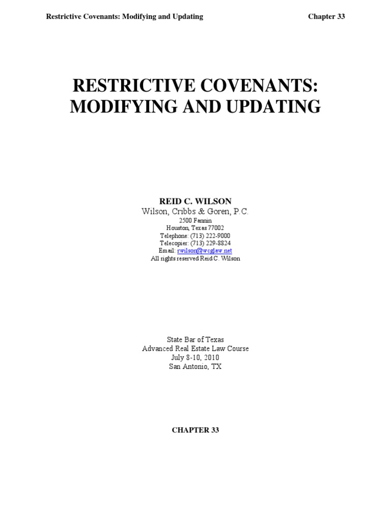 Amend Modify Restrictive Covenants | PDF | Covenant (Law) | Private Law