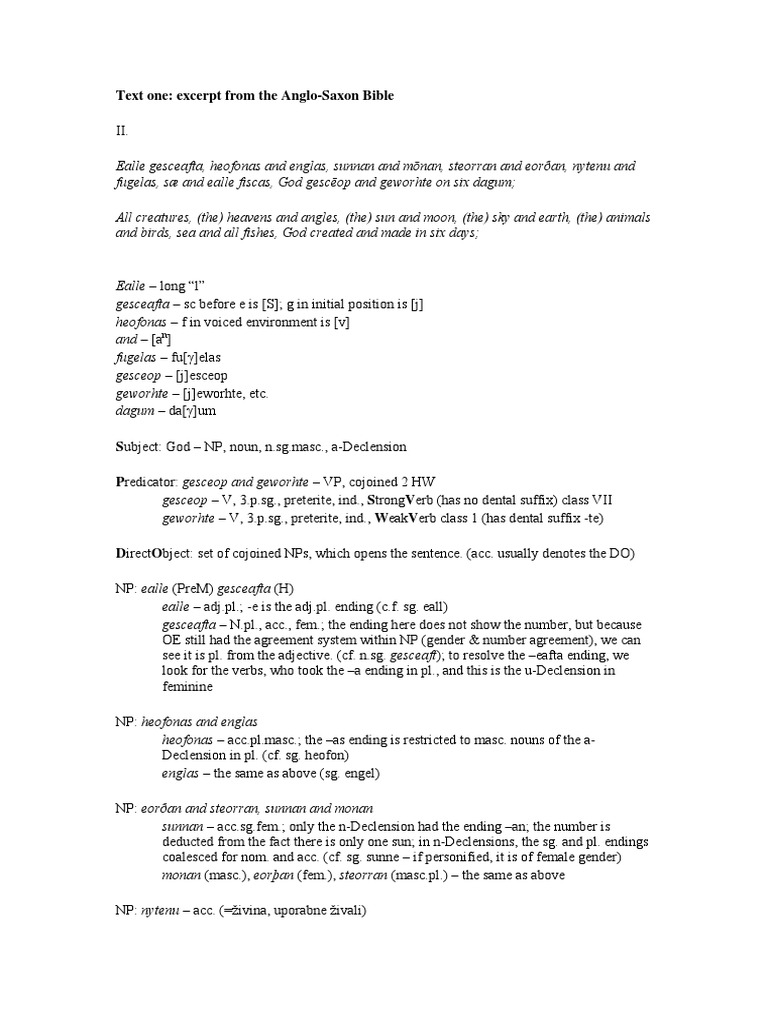 Old English Texts (Historična) | PDF | Grammatical Gender | Philology