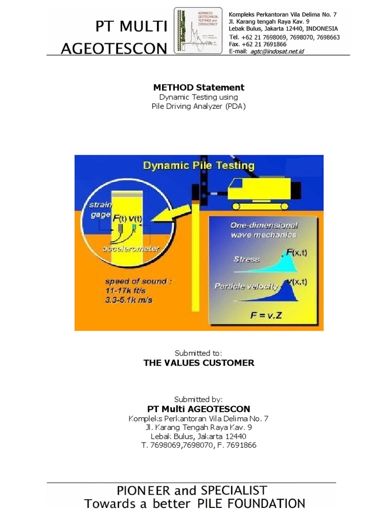 Method Stament PDA Test | PDF | Deep Foundation | Mechanical Engineering