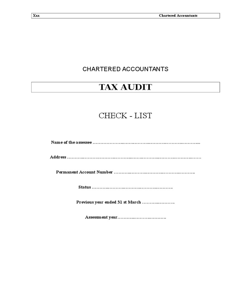 Tax Audit: Check - List | Download Free PDF | Debits And Credits ...