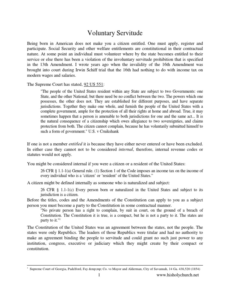Voluntary Servitude | PDF | United States Constitution | U.S. State