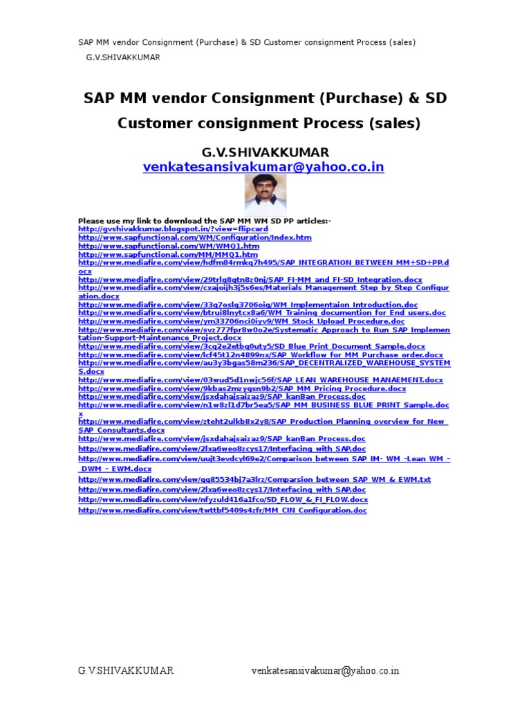 SAP MM Vendor Consignment (Purchase) & SD Customer Consignment Process ...