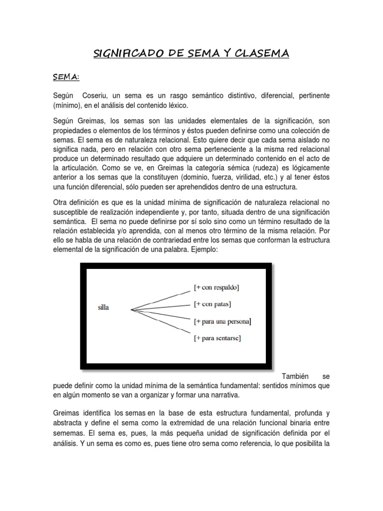 Significado de Sema y Clasema | PDF | Semántica | Lingüística
