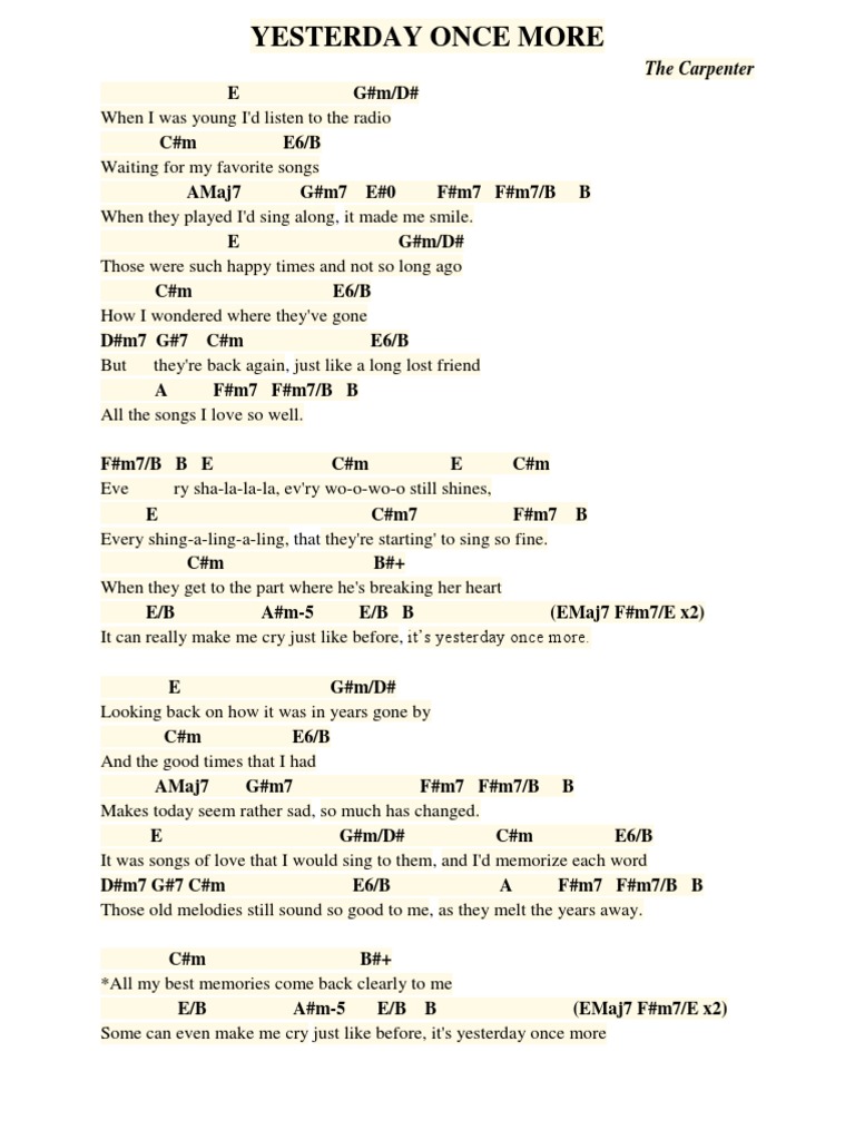 Yesterday Once More | PDF