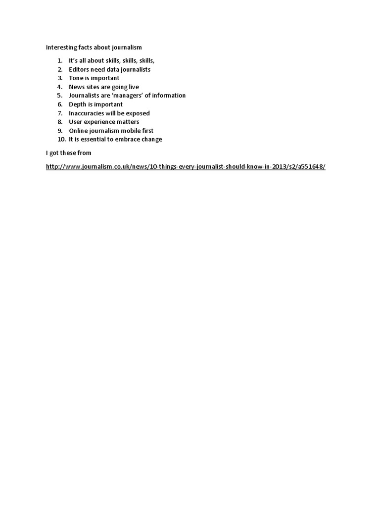 10 Essential Facts About Journalism | PDF | Journalism | Mass Media